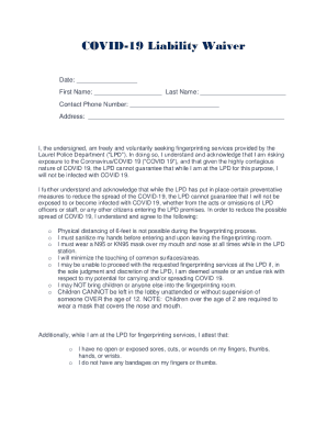 Fillable Online COVID-19 Liability Waiver - City of Laurel, Maryland ...