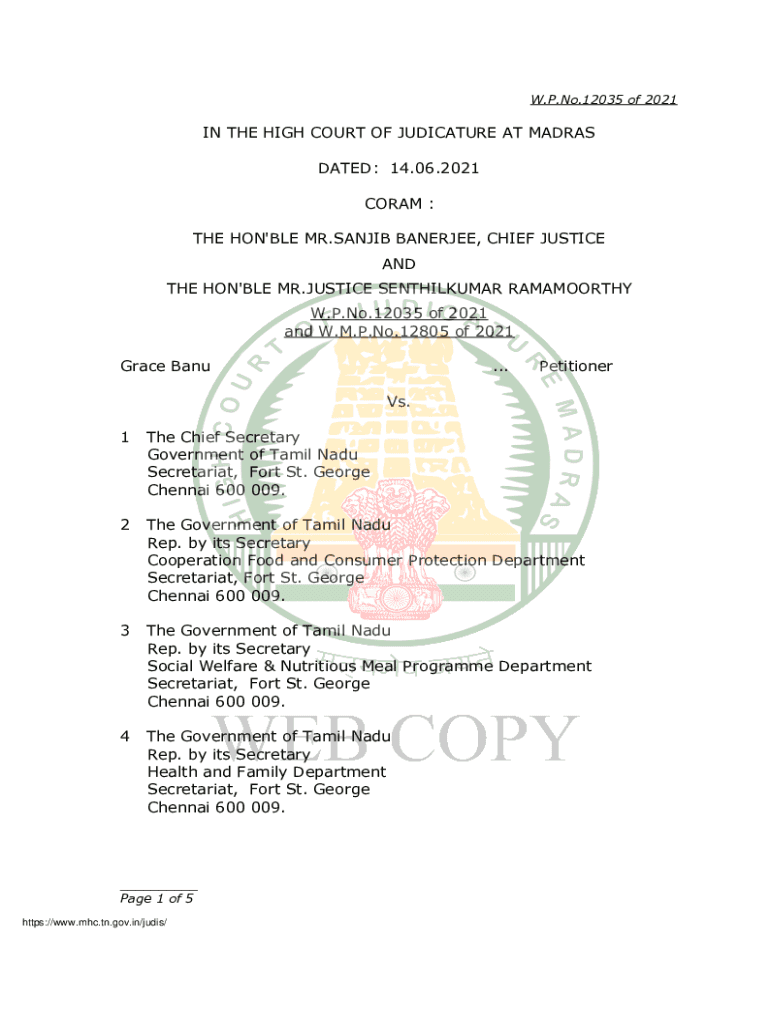Fillable Online W.P.No.12035 of 2021 IN THE HIGH COURT OF JUDICATURE AT ...