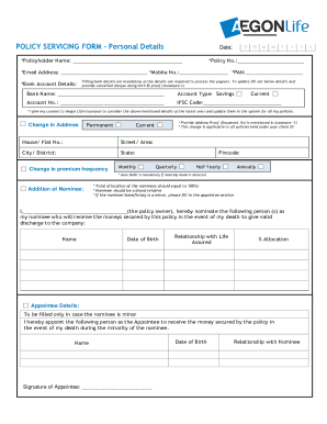 Fillable Online Policy Service Request Form - sudlife. Fax Email Print ...