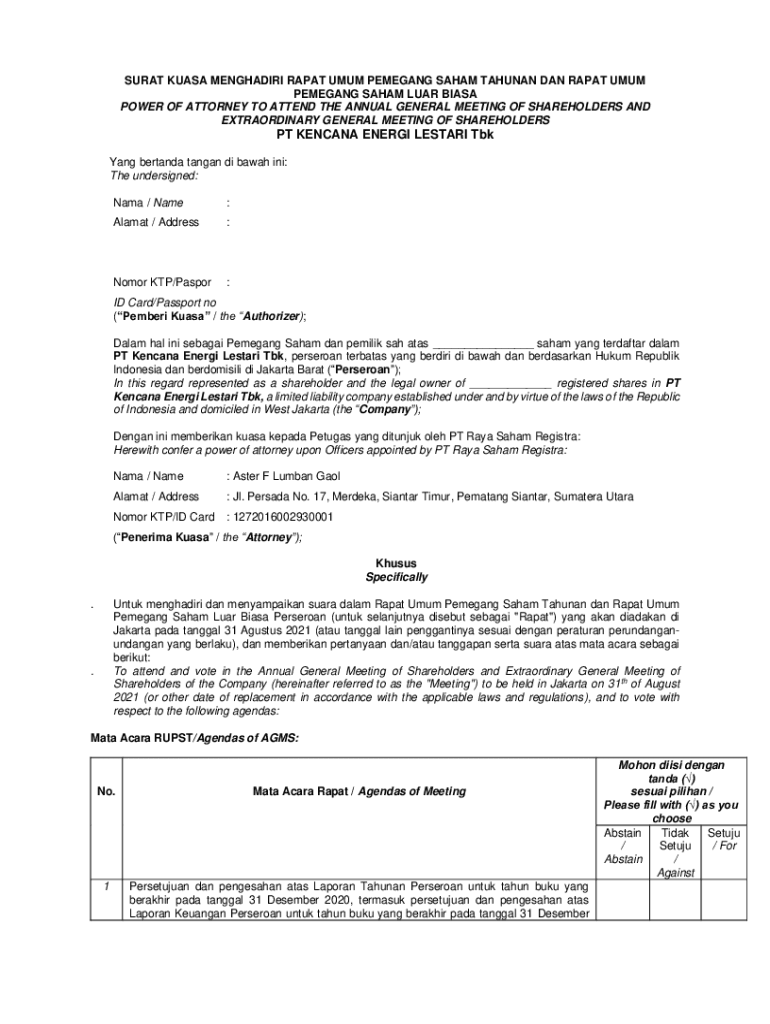 Fillable Online SURAT KUASA Yang bertanda tangan dibawah ini: Nama Fax ...
