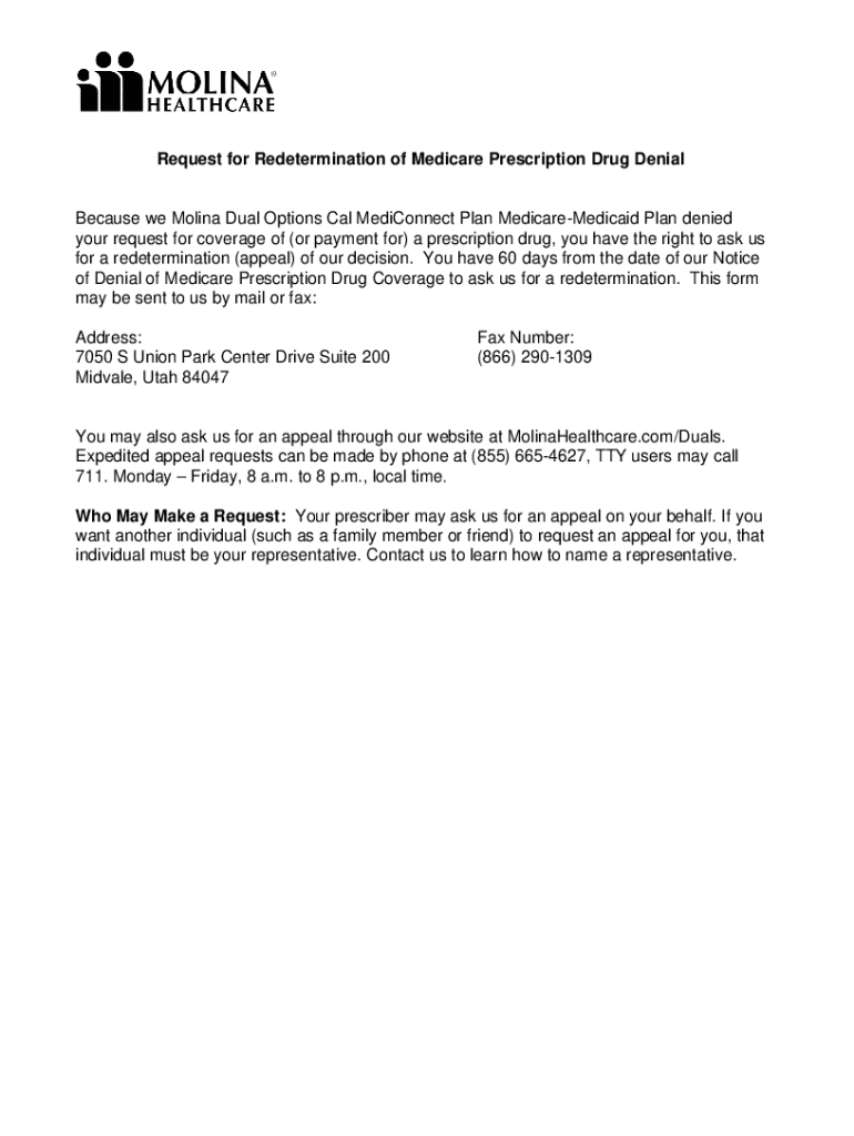 Fillable Online Request for Reconsideration of Medicare Prescription ...