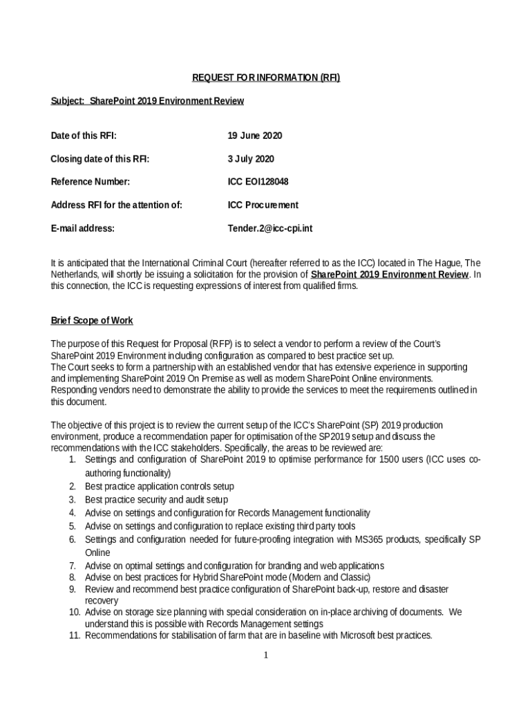 Request for ination (RFI) The State Bank of India, Local ... Doc ...