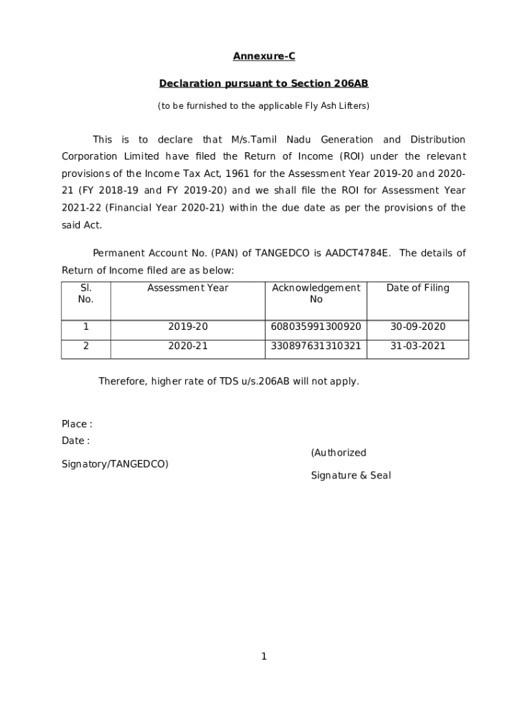 Undertaking pursuant to Section 206AB of the Income Tax Act ... Doc ...