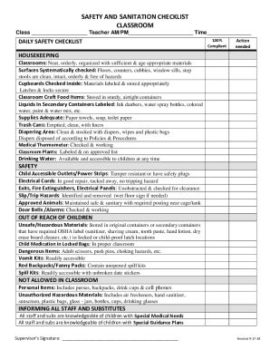 Fillable Online Classroom Inspection / Safety Checklist Fax Email Print ...