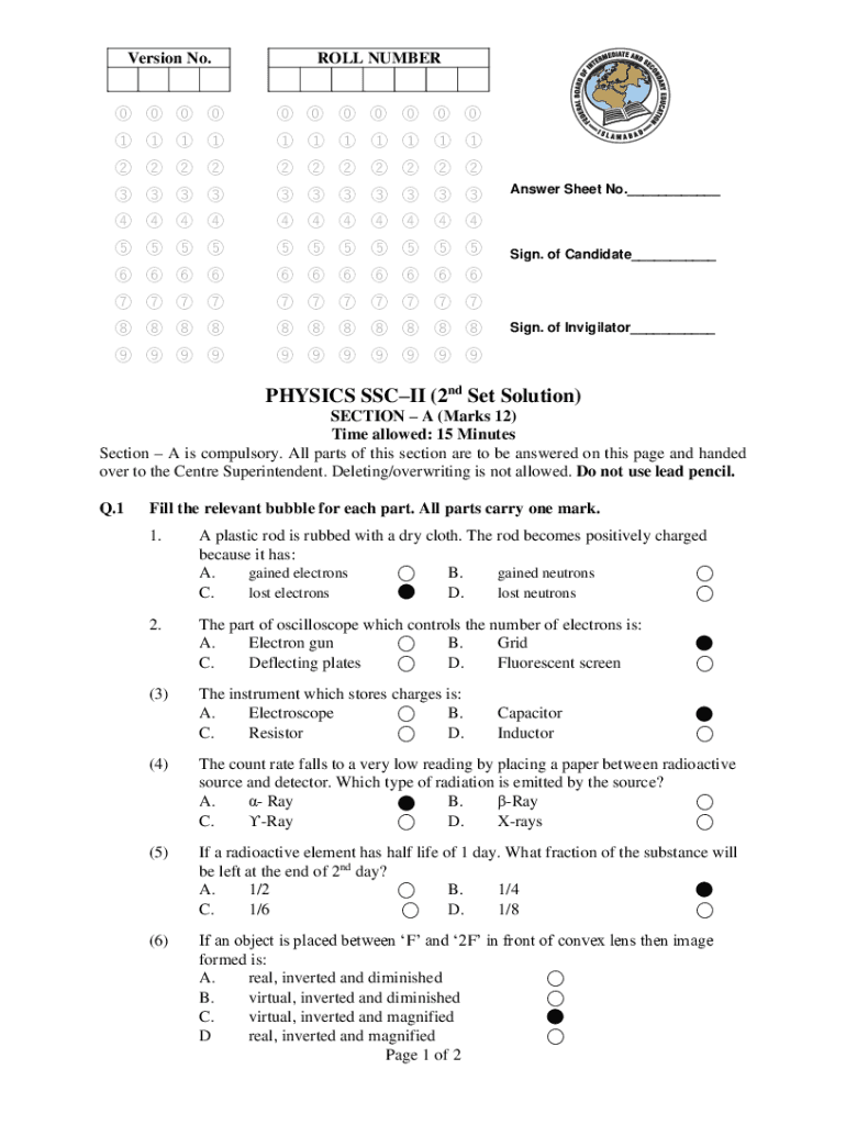 Fillable Online Physics ssc ii solution of 2nd set model question paper ...