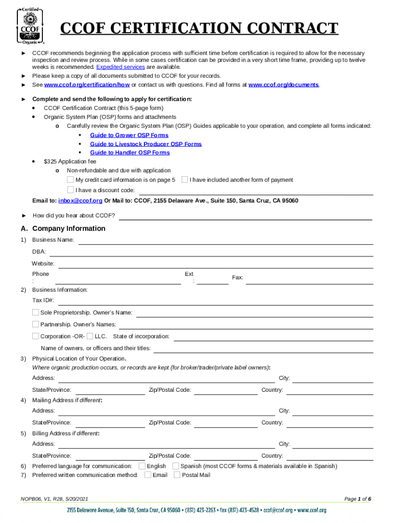 template - CCOF Doc Template | pdfFiller