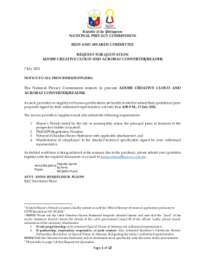 Fillable Online REQUEST FOR QUOTATION PROCUREMENT OF ADOBE ... Fax ...