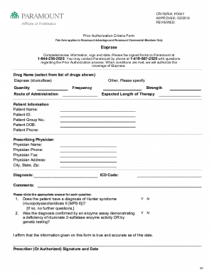 Fillable Online Prior Authorization Criteria Form Fax Email Print - pdfFiller