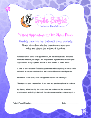 Fillable Online Notification of No Show, Late Arrival and Late ...