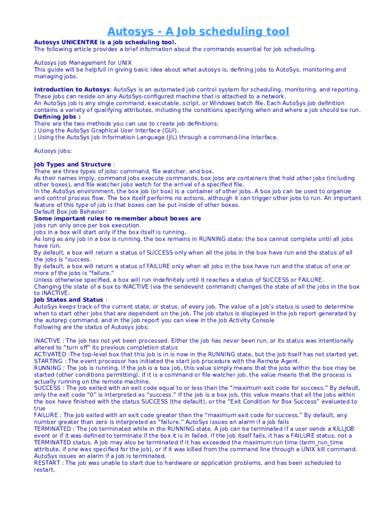 Autosys A Job Scheduling Tool Camp Navigator Doc Template Pdffiller
