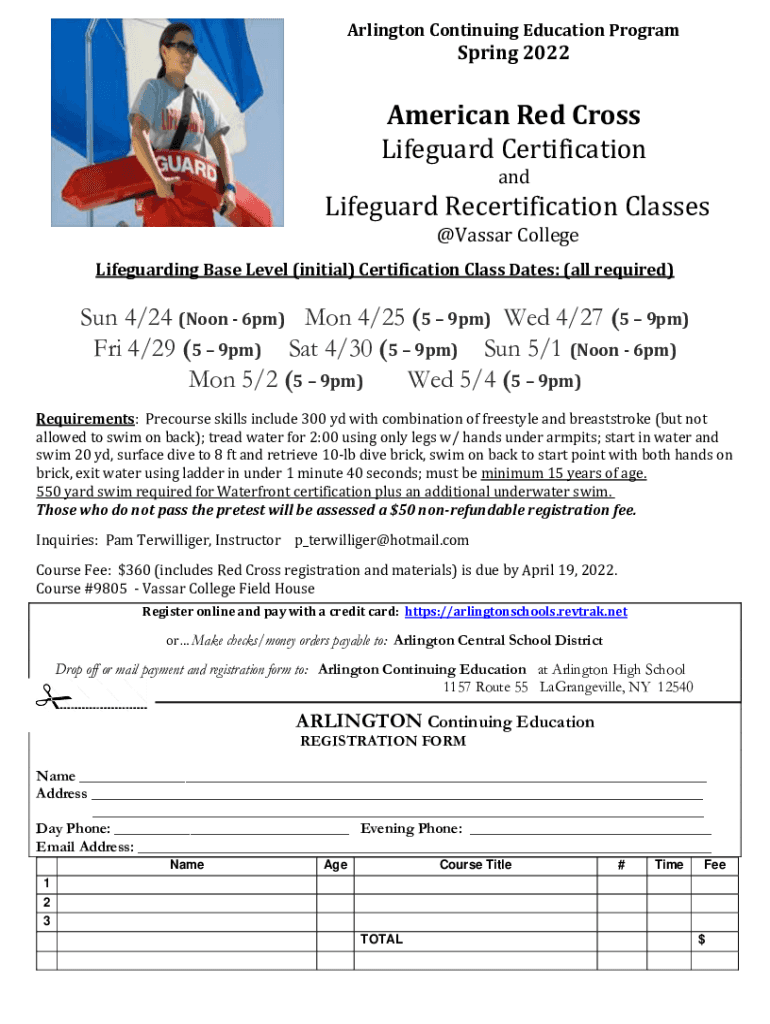 Fillable Online Lifeguard Training and Water Safety Instructor ...