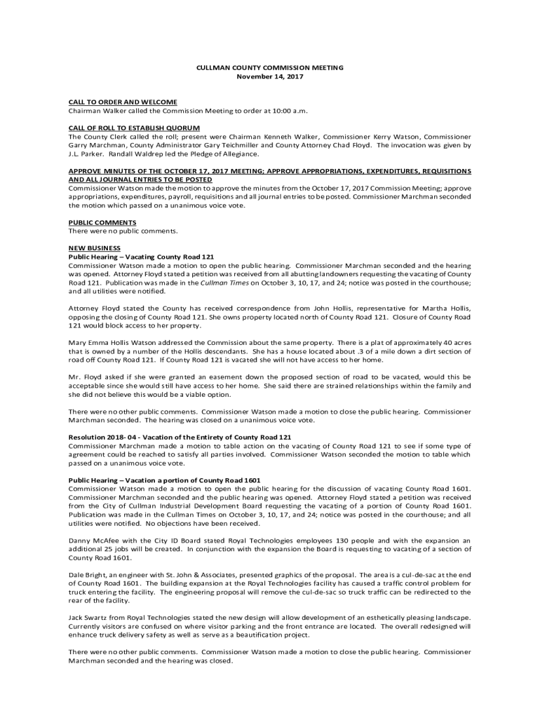 Fillable Online Randall Waldrep led the Pledge of Allegiance Fax Email ...