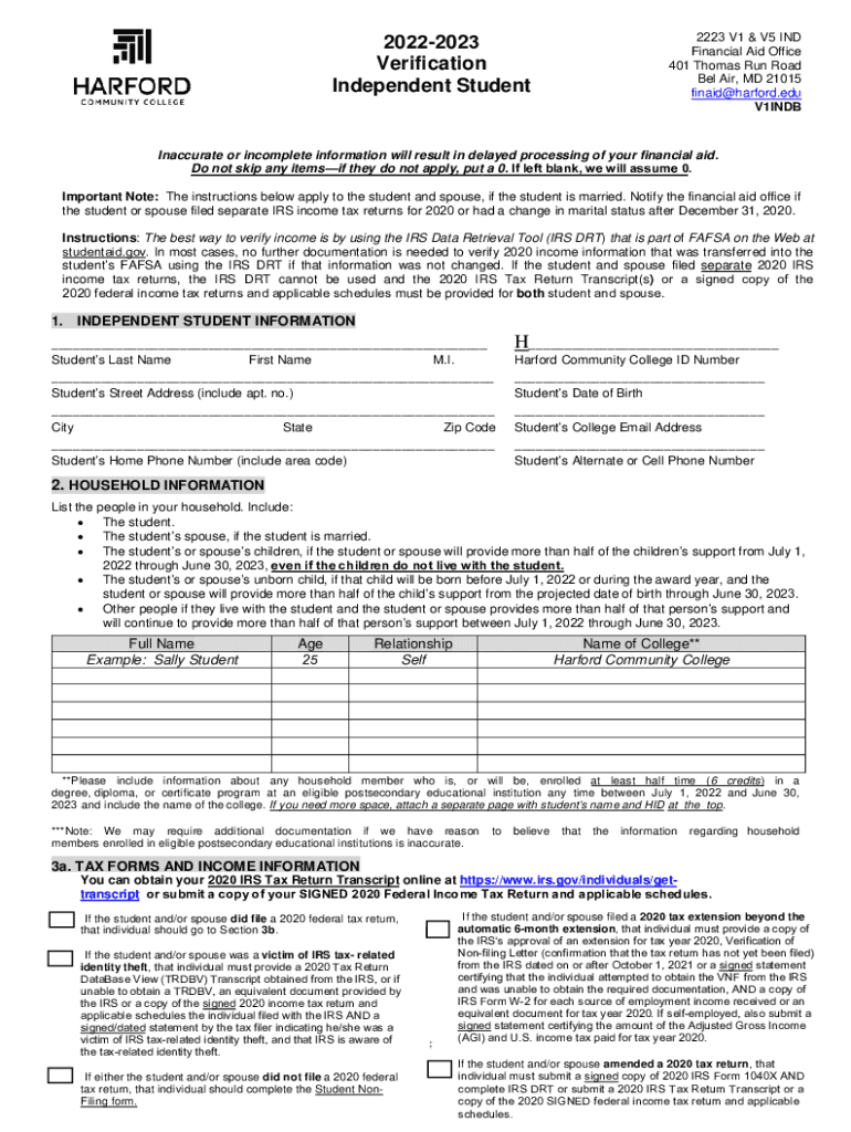 Fillable Online 2223 V1 Independent Standard Verification Worksheet Fax ...