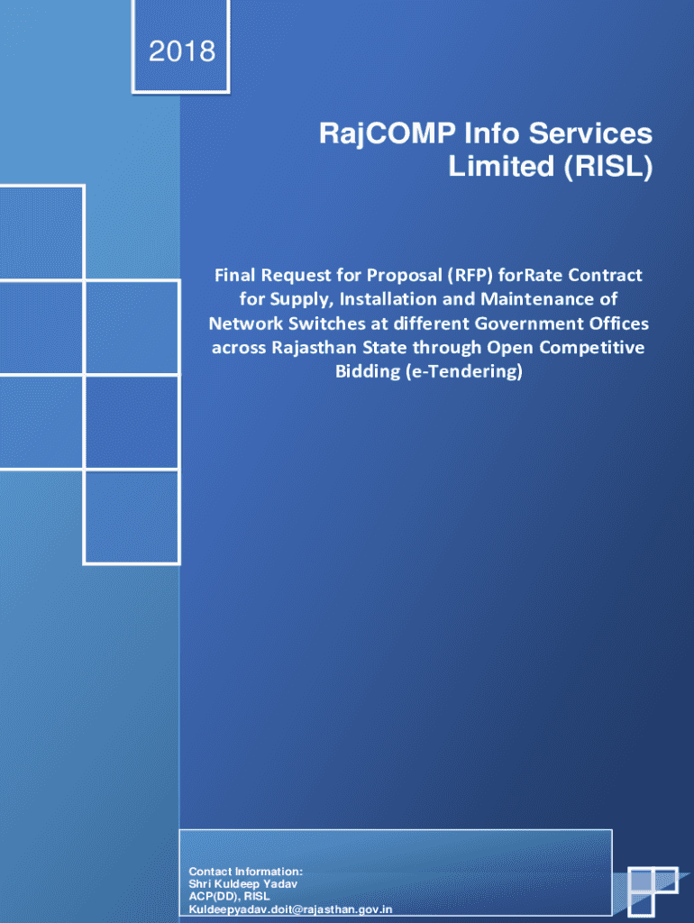 Fillable Online risl rajasthan gov Final Request for Proposal (RFP) forRate Contract Fax Email ...