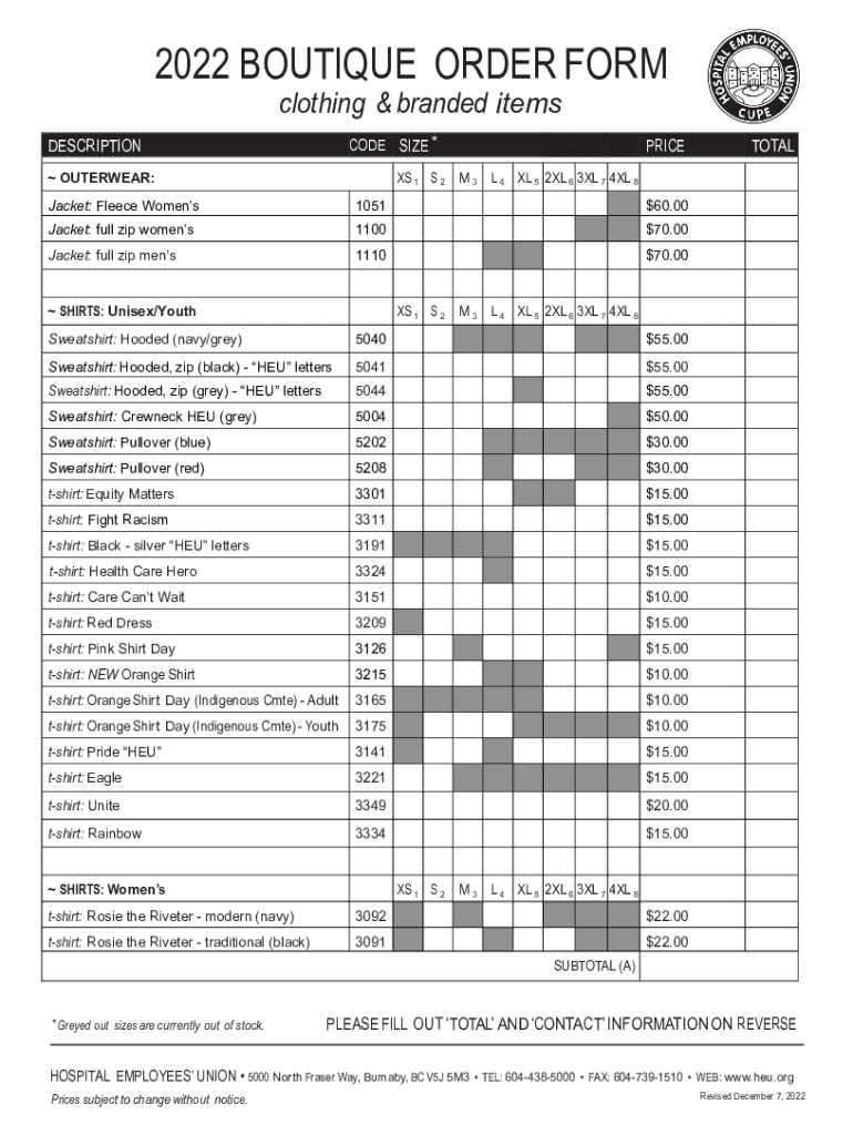 Fillable Online 10 Clothing Order FormsSamples, Examples Fax Email ...