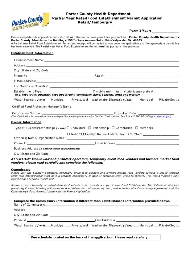 Fillable Online Annual Retail Food Establishment Permit Application Fax ...