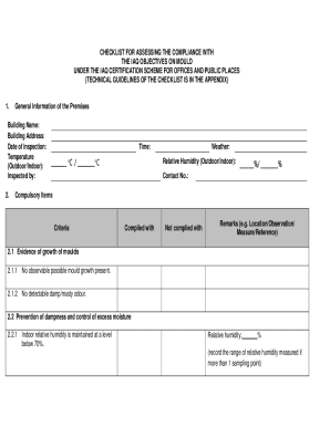 Fillable Online LEED Indoor Air Quality Inspection Checklist - Green ...