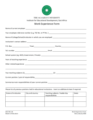 Fillable Online APPLICATION FOR EMPLOYMENT FORM - Nairobi - TSC Fax ...