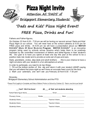 Fillable Online Father figures, Dads and Kids Pizza Night Event! FREE ...