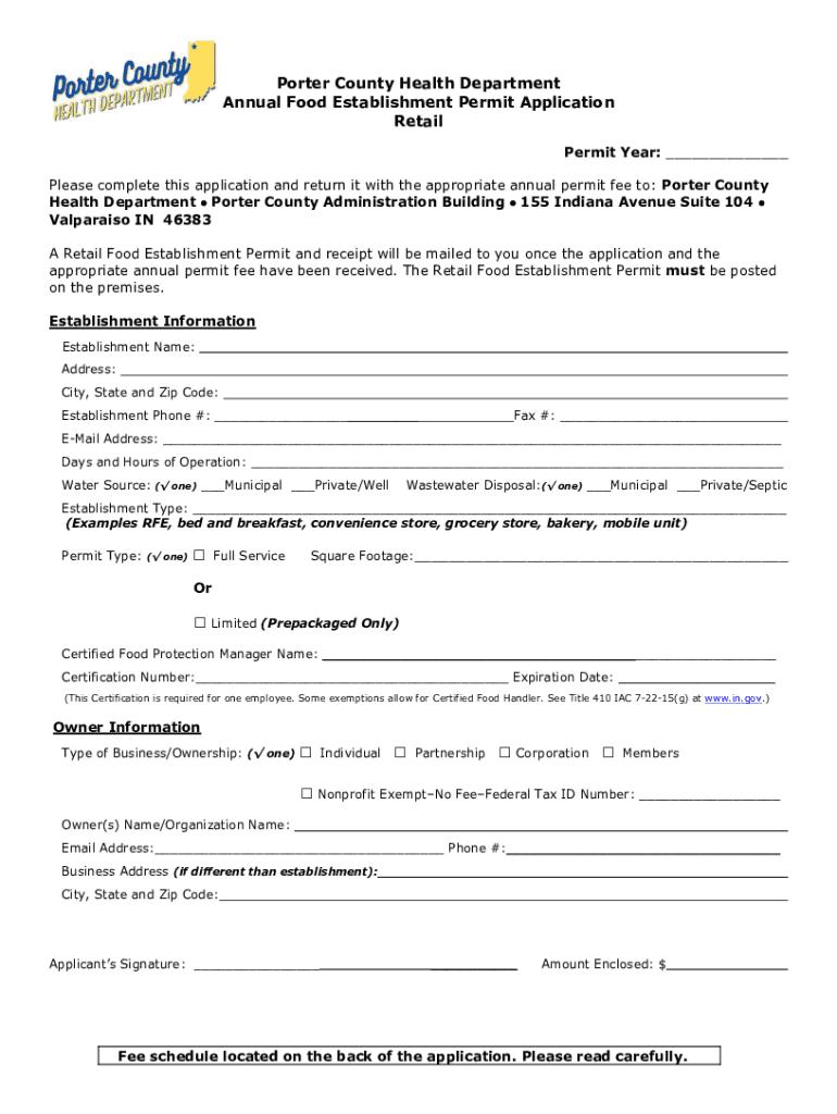 Fillable Online Food Vendor Checklist for Temporary Events - Porter ...