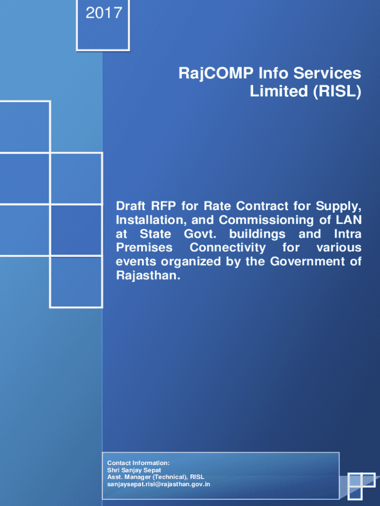 Fillable Online risl rajasthan gov Rate Contract for Supply ...