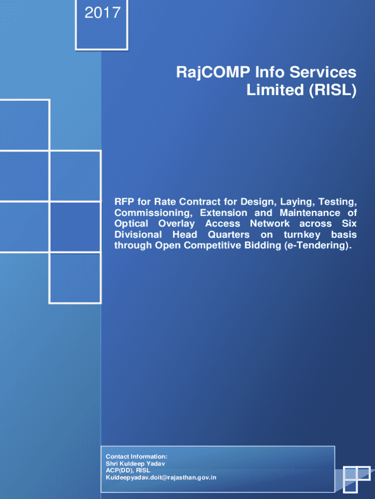 Fillable Online risl rajasthan gov Rate Contract for Design , Laying ...