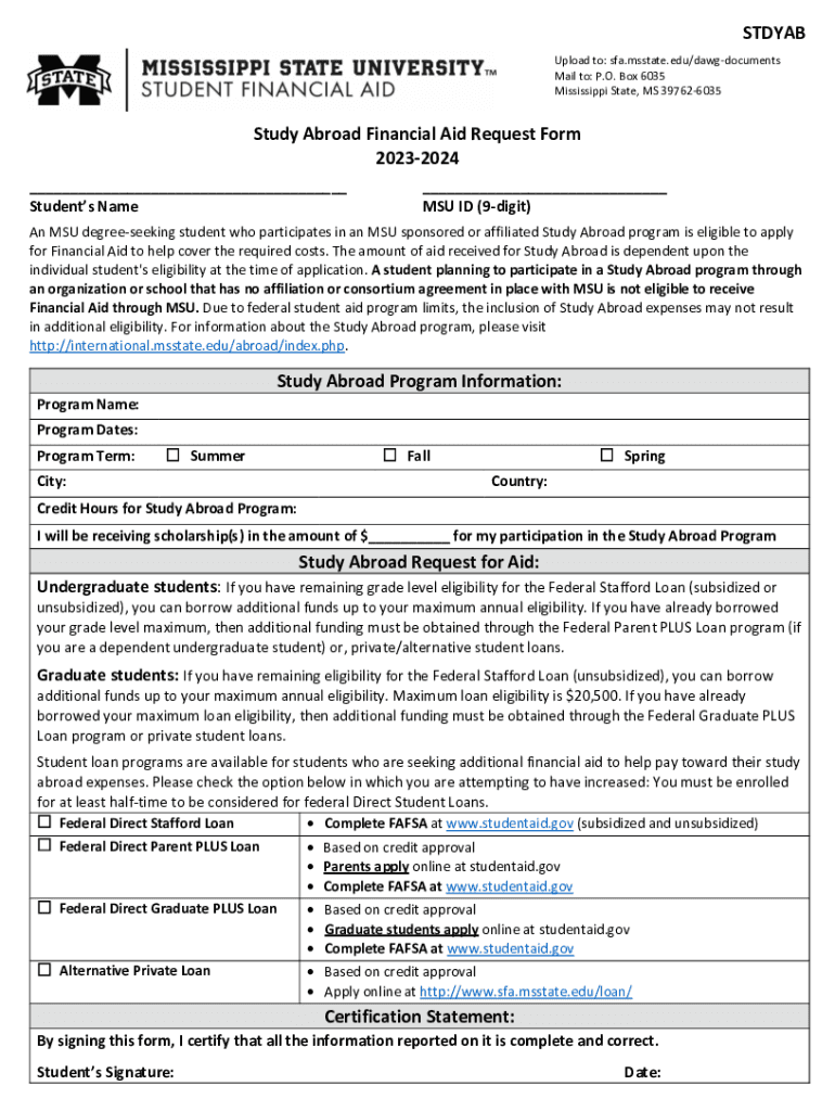 Fillable Online MSU ID (9-digit) Fax Email Print - pdfFiller