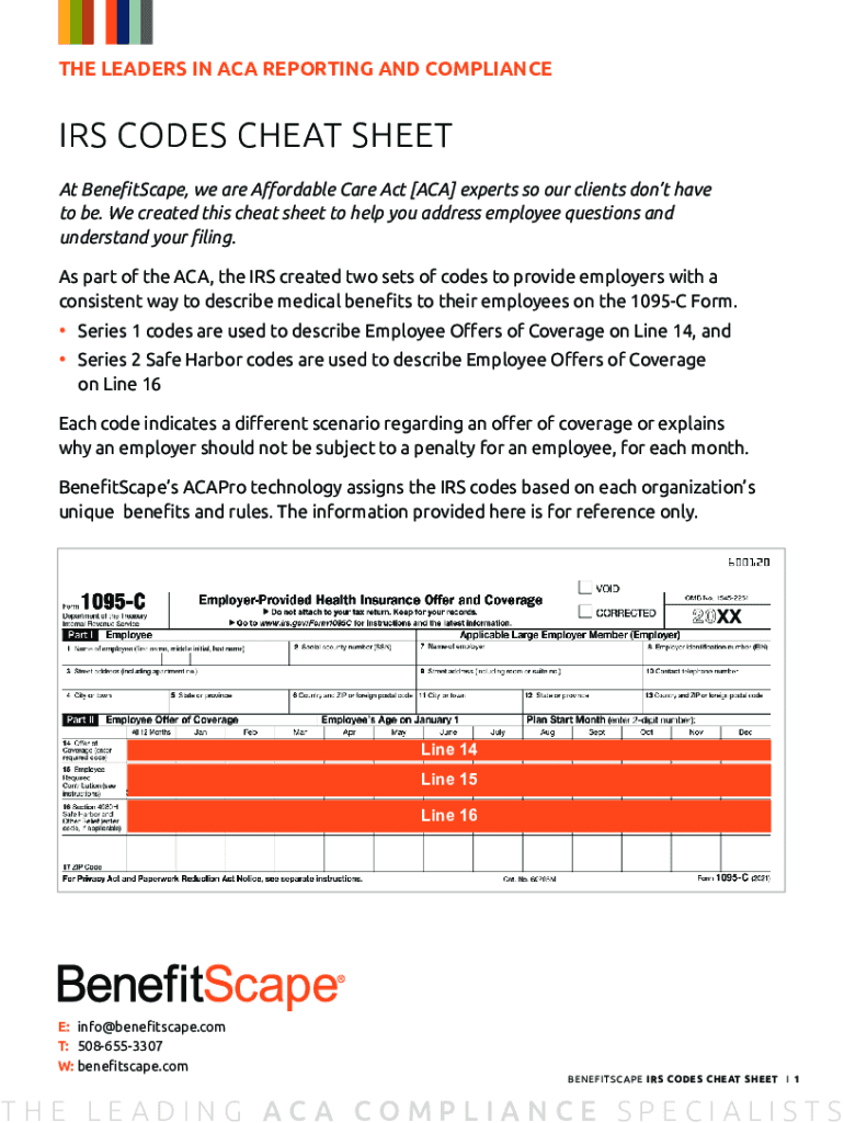 Fillable Online Affordable Care Act (ACA) Reporting Cheat Sheet - OneDigital Fax Email Print ...