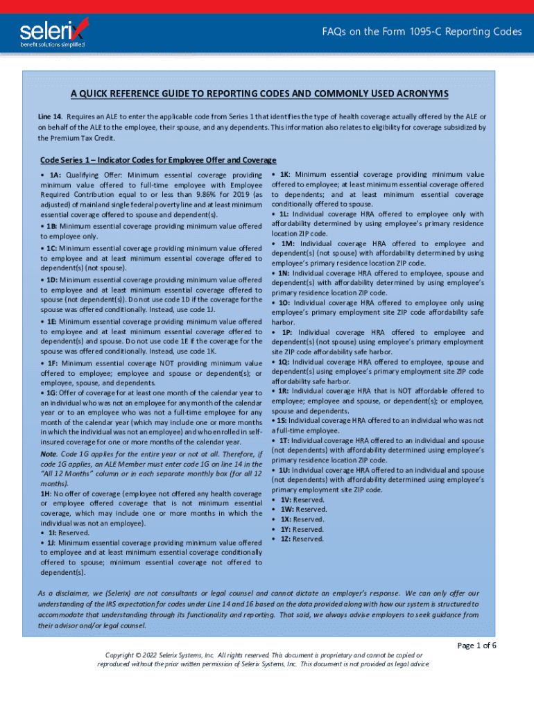 Fillable Online IRS Form 1095 C Codes ExplainedIntegrity Data Fax Email ...