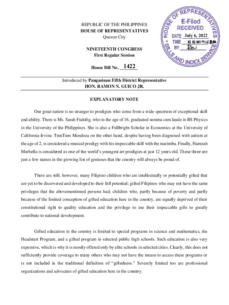 Fillable Online Hon. Guico, Ramon Jr. N. District Representative ...