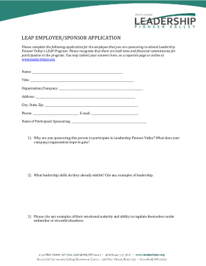 Fillable Online LEAP EMPLOYER/SPONSOR APPLICATION Fax Email Print ...