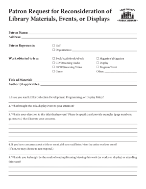 Fillable Online Patron Request for Reconsideration Form.indd Fax Email ...