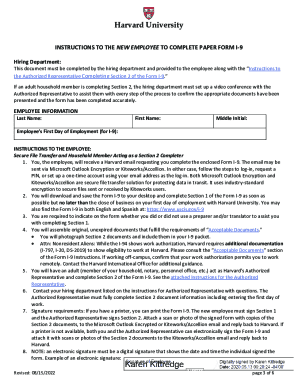 Fillable Online oc finance harvard instructions to the new employee to ...