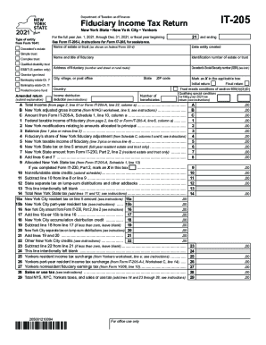 Fillable Online Form IT-205 Fiduciary Income Tax Return Tax Year 2021 ...
