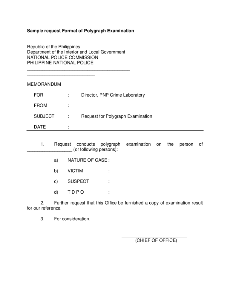 Fillable Online Sample Request Format of Polygraph Examination - DIDM ...