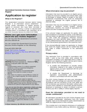 CSNSW Victims Register Application Doc Template | pdfFiller