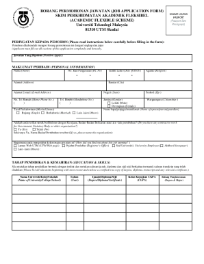 Fillable Online borang permohonan jawatan (job application form) - UTM ...