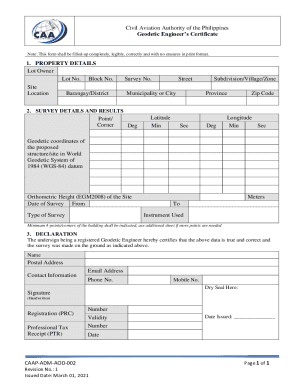 Fillable Online caap gov how to fill up the geodetic engineer's ...