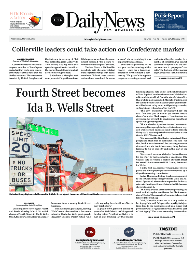 Fillable Online Fourth Street becomes Ida B. Wells Street Fax Email ...