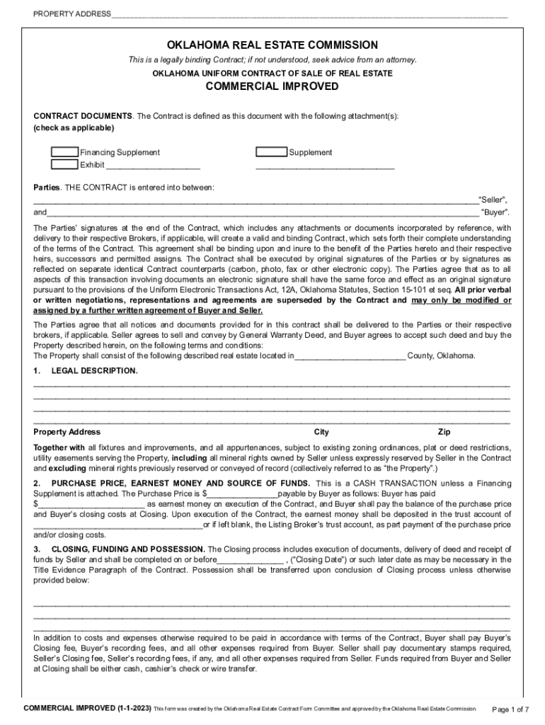 Fillable Online COMMERCIAL IMPROVED - Oklahoma.gov Fax Email Print - pdfFiller
