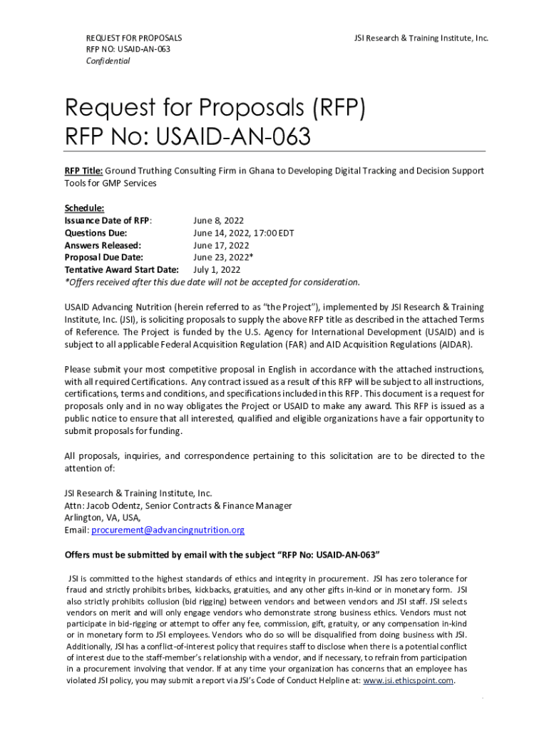 Fillable Online Request for Proposals (RFP) RFP No: USAID-AN-063 Fax ...