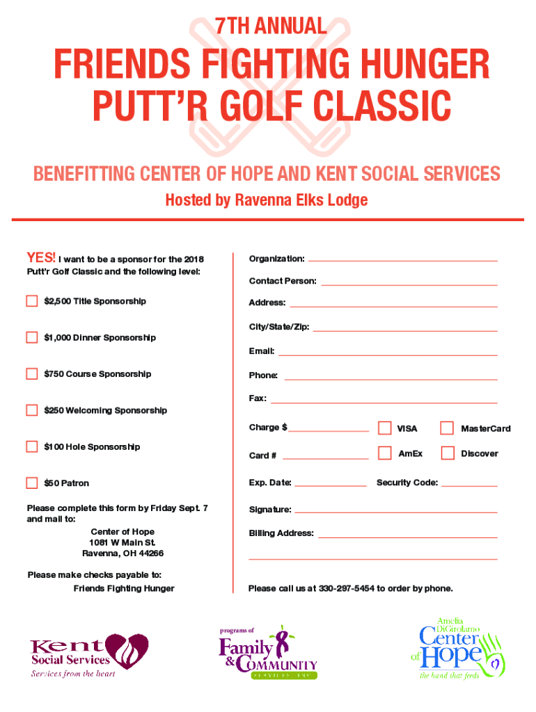Fillable Online friends fighting hunger - putt'r golf classic Fax Email ...