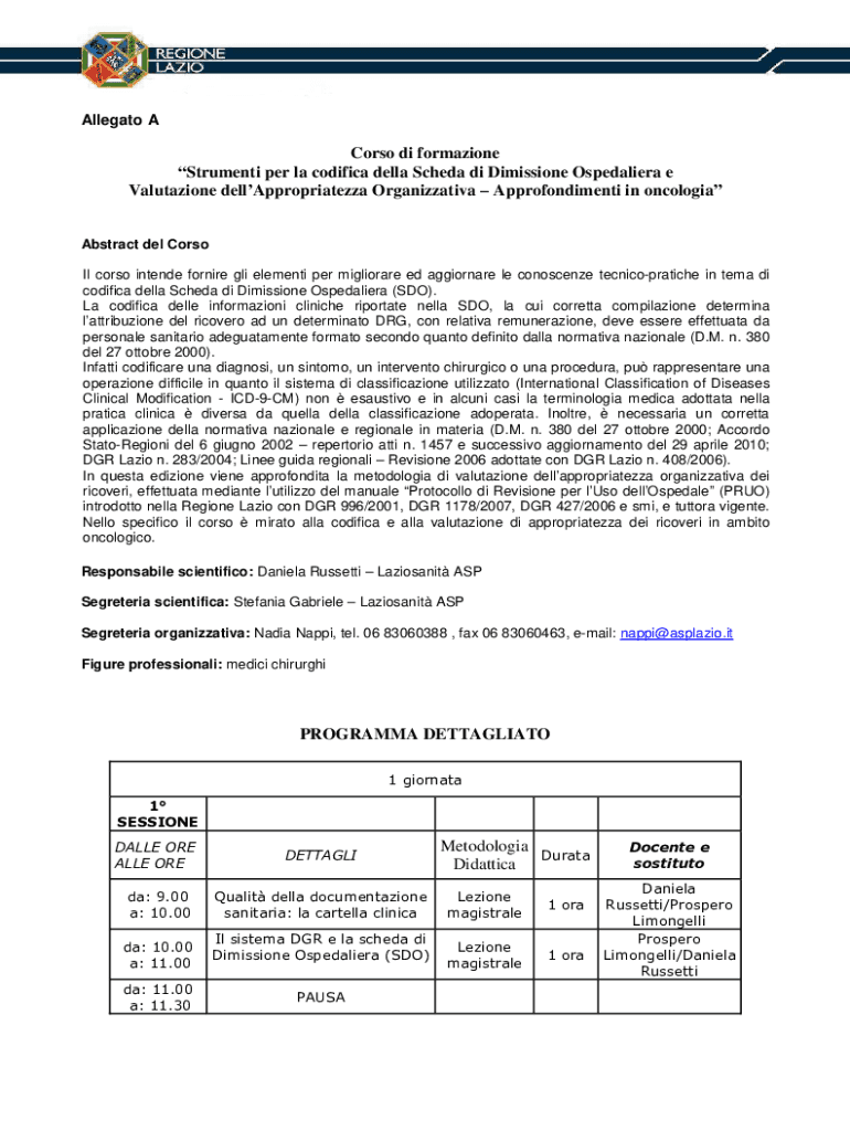 Fillable Online Corso di formazione Strumenti per la codifica della ...