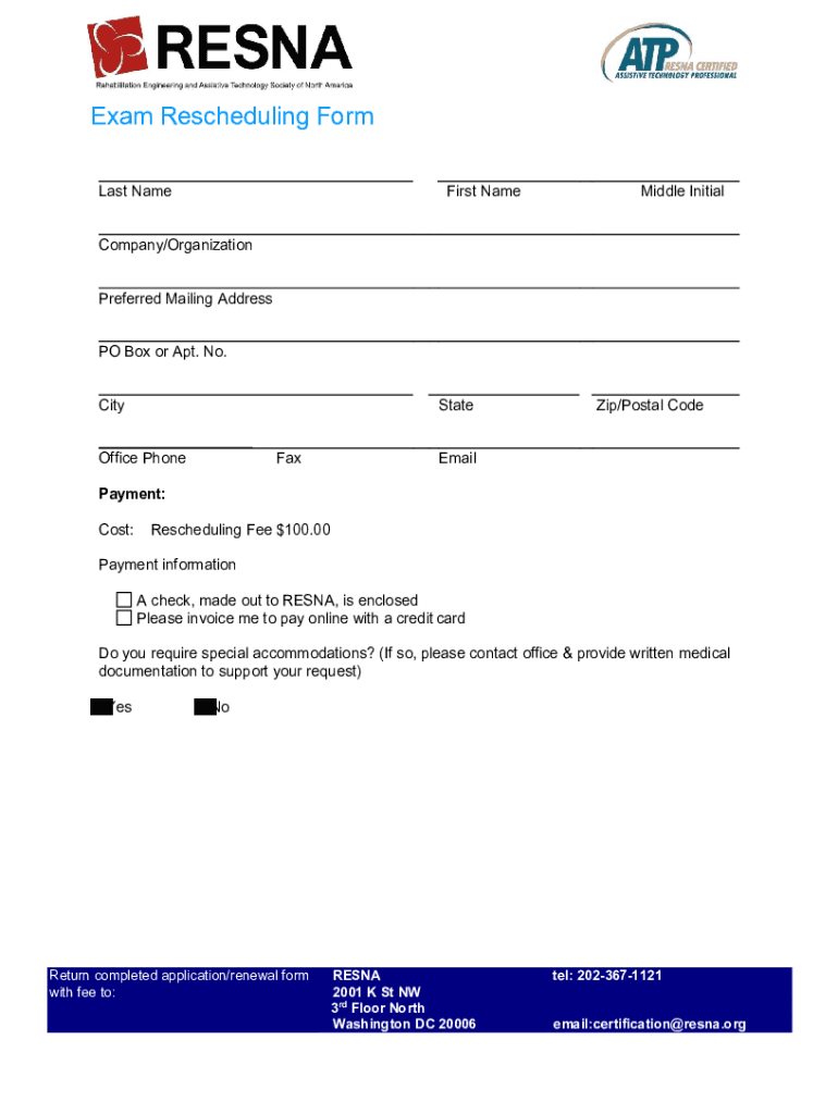 Fillable Online ATP Retake Application Exam Scheduling and Payment of ...