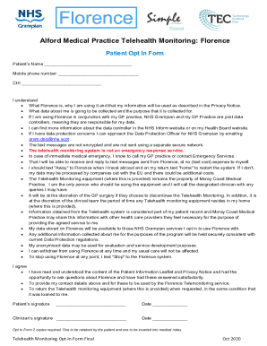 Fillable Online Patient Informed Consent Form for the Telehealth ...