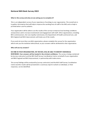 Fillable Online NHS Bank Staff Survey Development - Picker Institute ...
