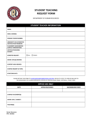 Fillable Online 21-22 Student Teacher Request Form Fax Email Print ...