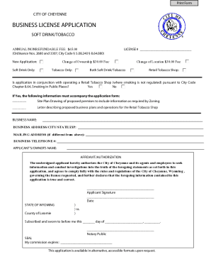 Fillable Online BUSINESS LICENSE APPLICATION - City of Cheyenne Fax Email Print - pdfFiller