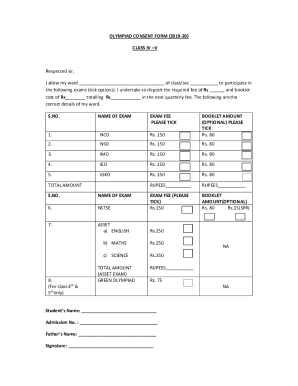 Fillable Online classes iv & v-olympiad consent form - DPS Mathura Road ...