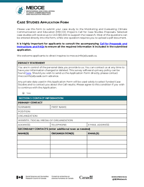 Fillable Online CASE STUDIES APPLICATION FORM Fax Email Print - pdfFiller